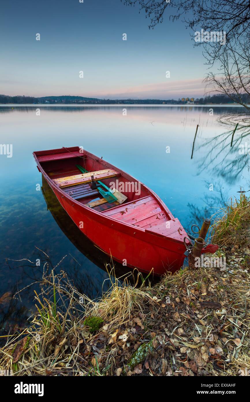 Spring rural landscape lake boat hi-res stock photography and images ...
