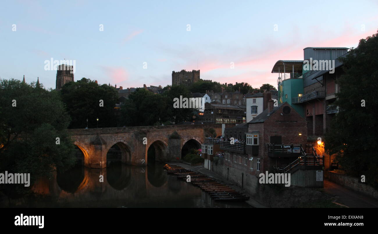Elvet Bridge across River Wear with Durham Cathedral and Castle Durham ...