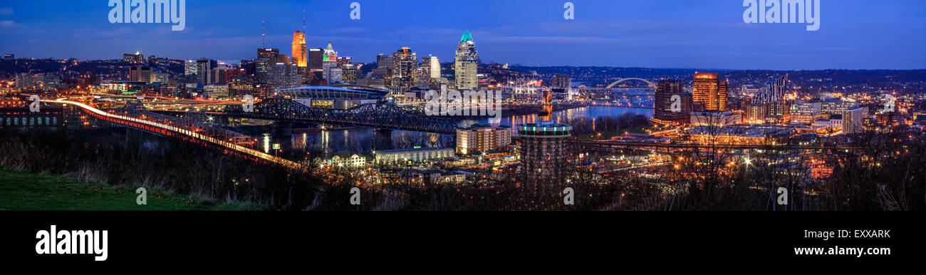 The Entire Cincinnati - Northern Kentucky Metroplex At Dusk, The Ohio ...