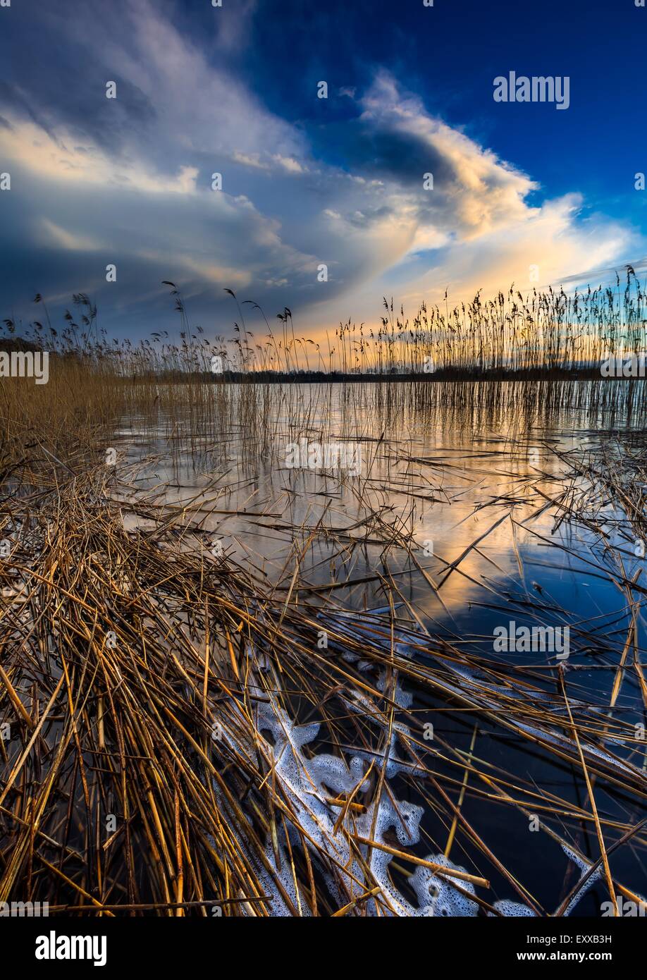 Scenic sunset over lake colorful hi-res stock photography and images ...