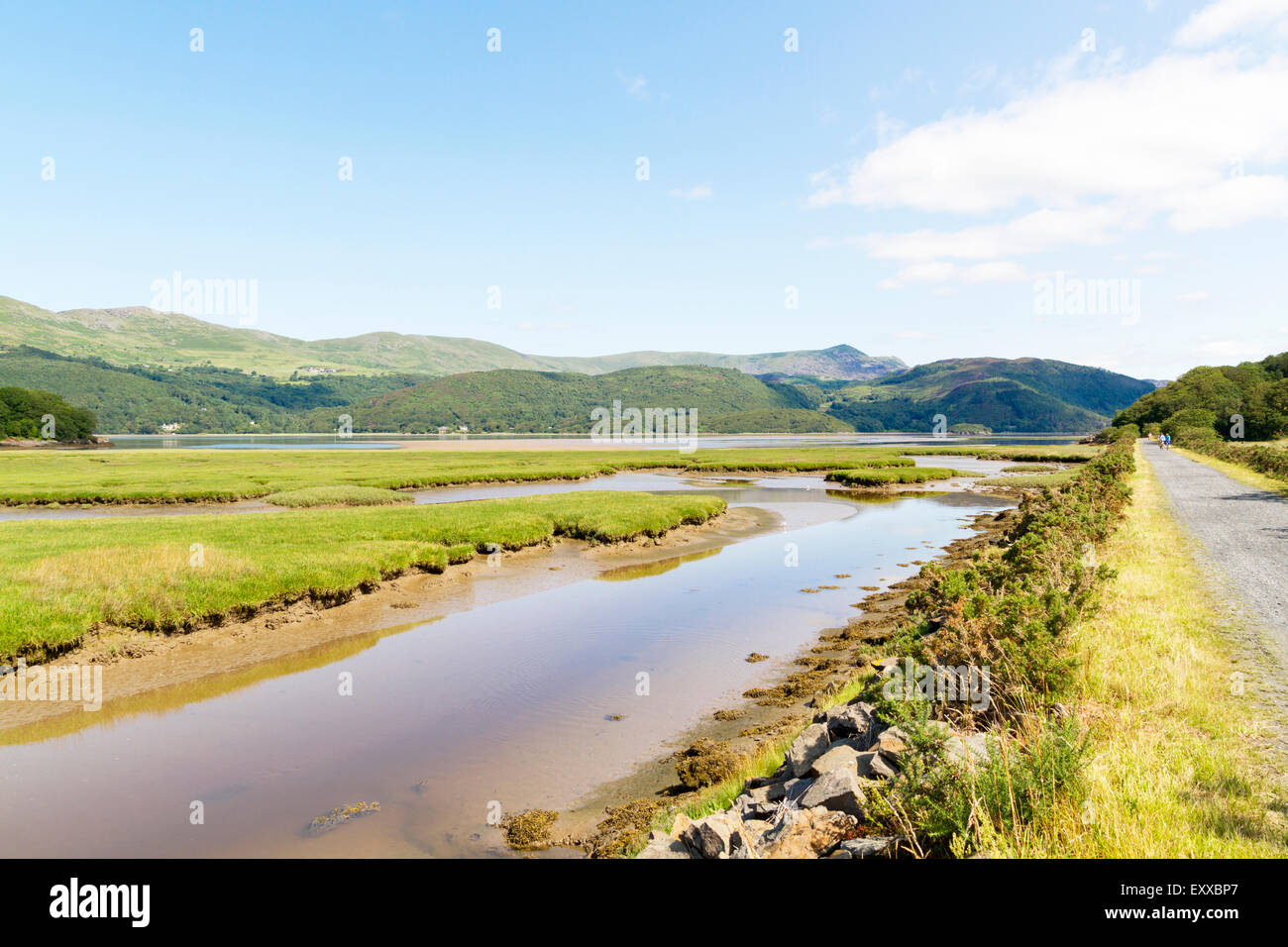 The Mawddach trail running alongside the Mawddach estuary near Barmouth ...