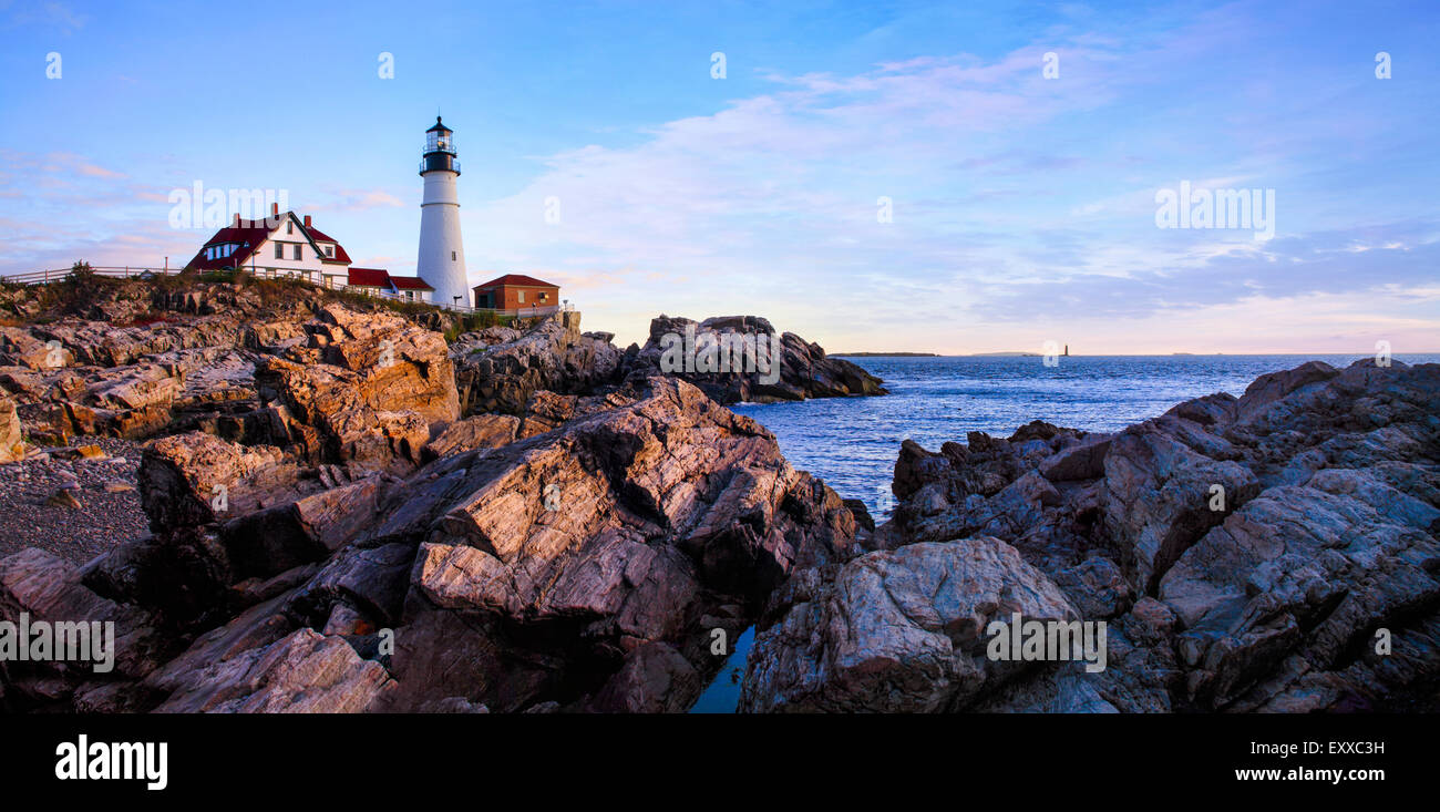 The Rocky Atlantic Coast Below The Portland Head Light Just After Dawn ...