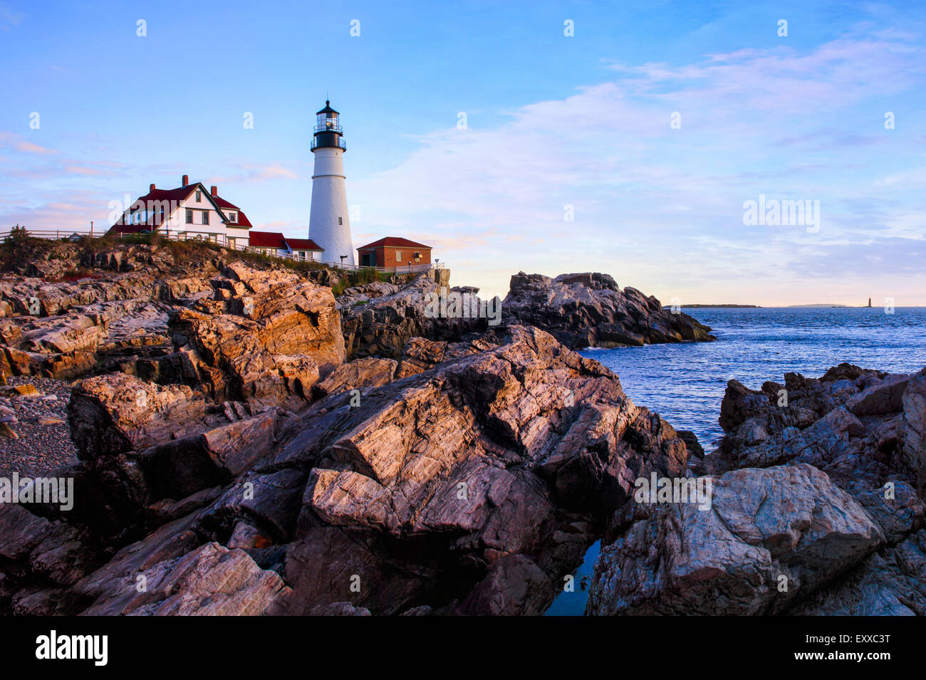 The Rocky Atlantic Coast Below The Portland Head Light Just After Dawn ...