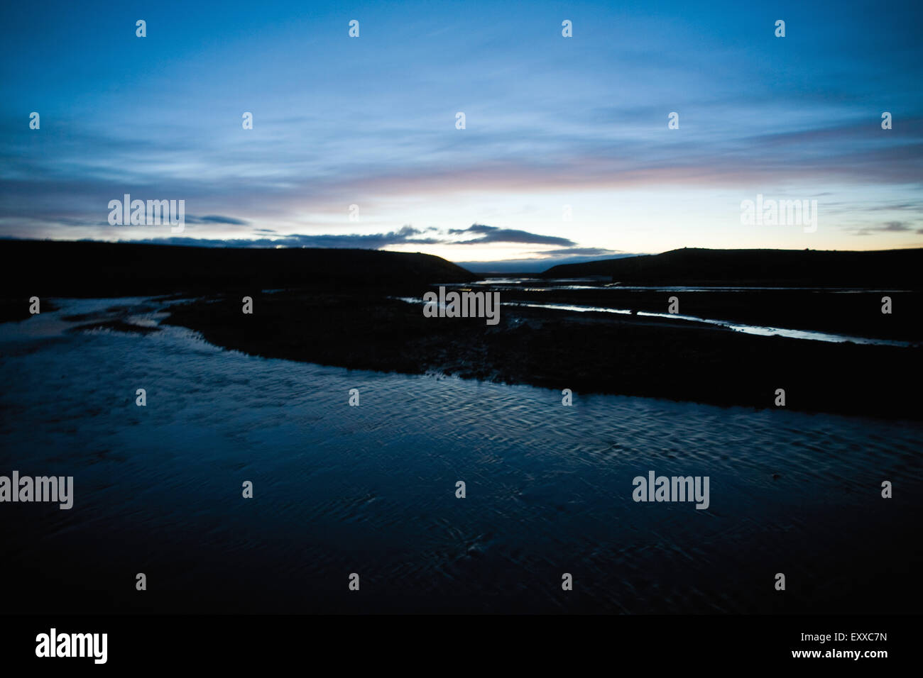 Twilight over water, Nyidalur, Iceland Stock Photo - Alamy