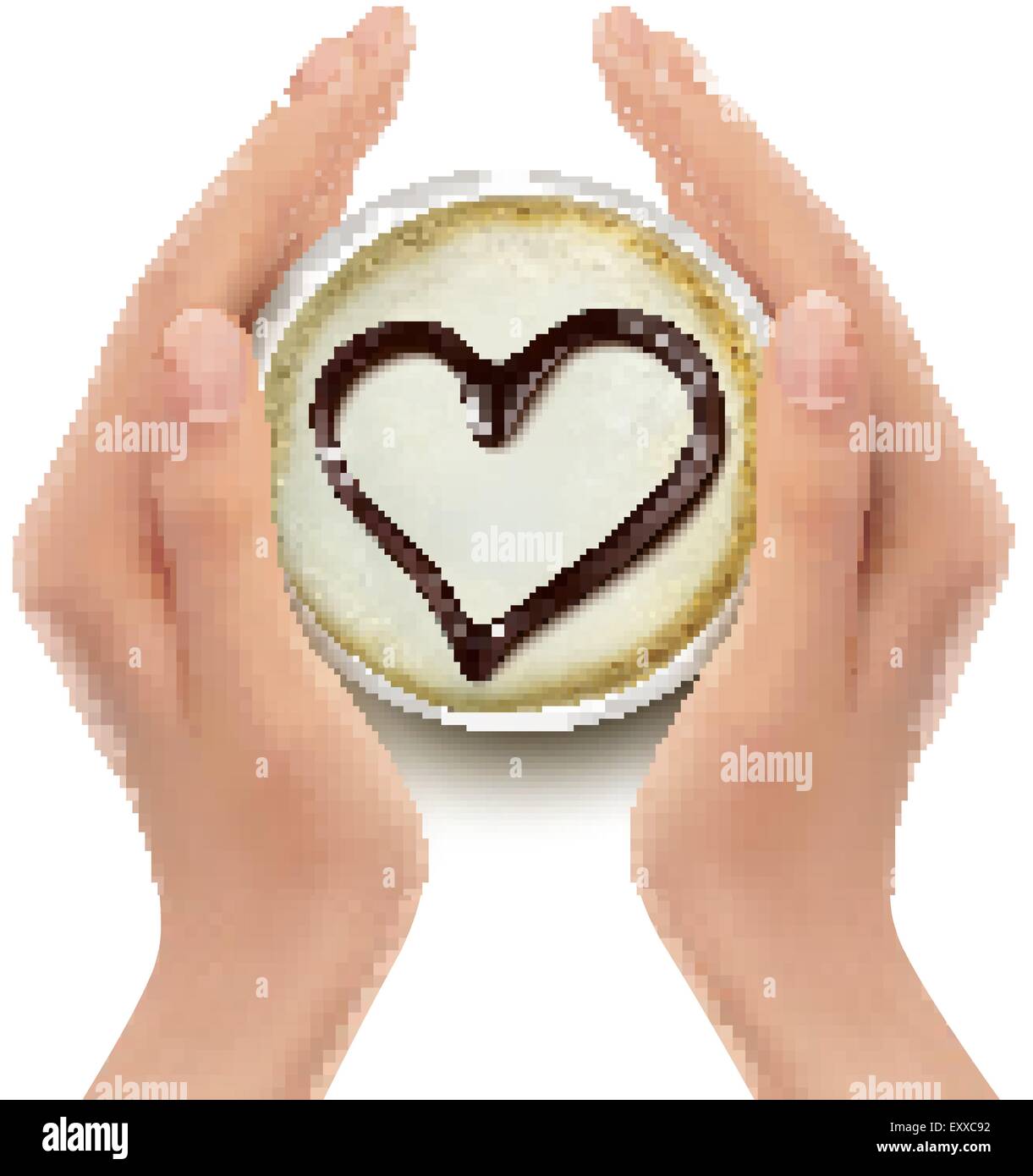 Coffee cup with a heart and hands. Vector Stock Vector Image & Art - Alamy
