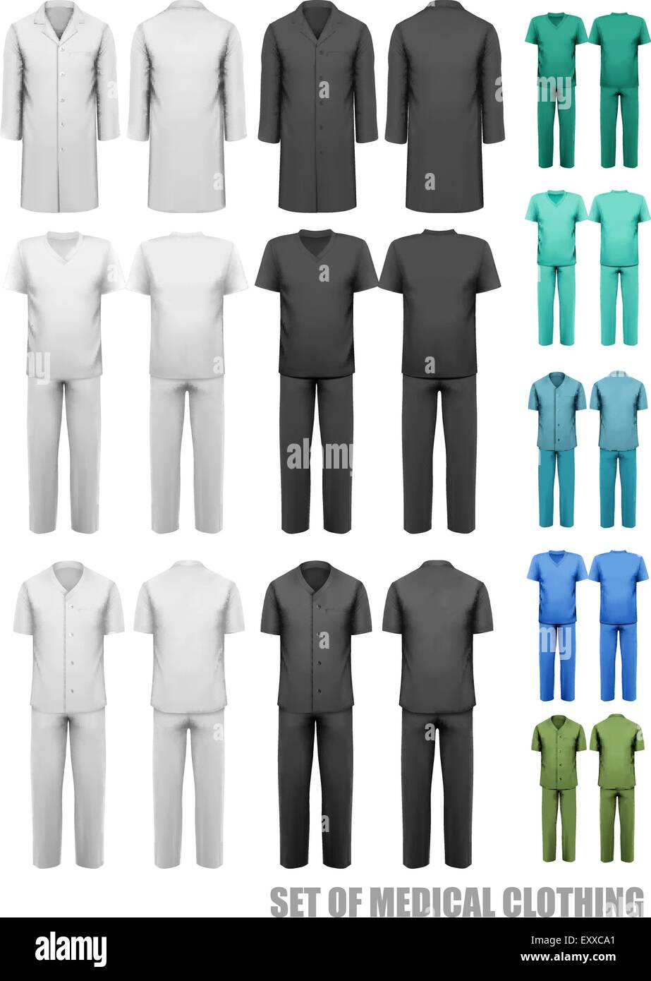 Set of medical clothes. Design template. Vector illustration Stock ...