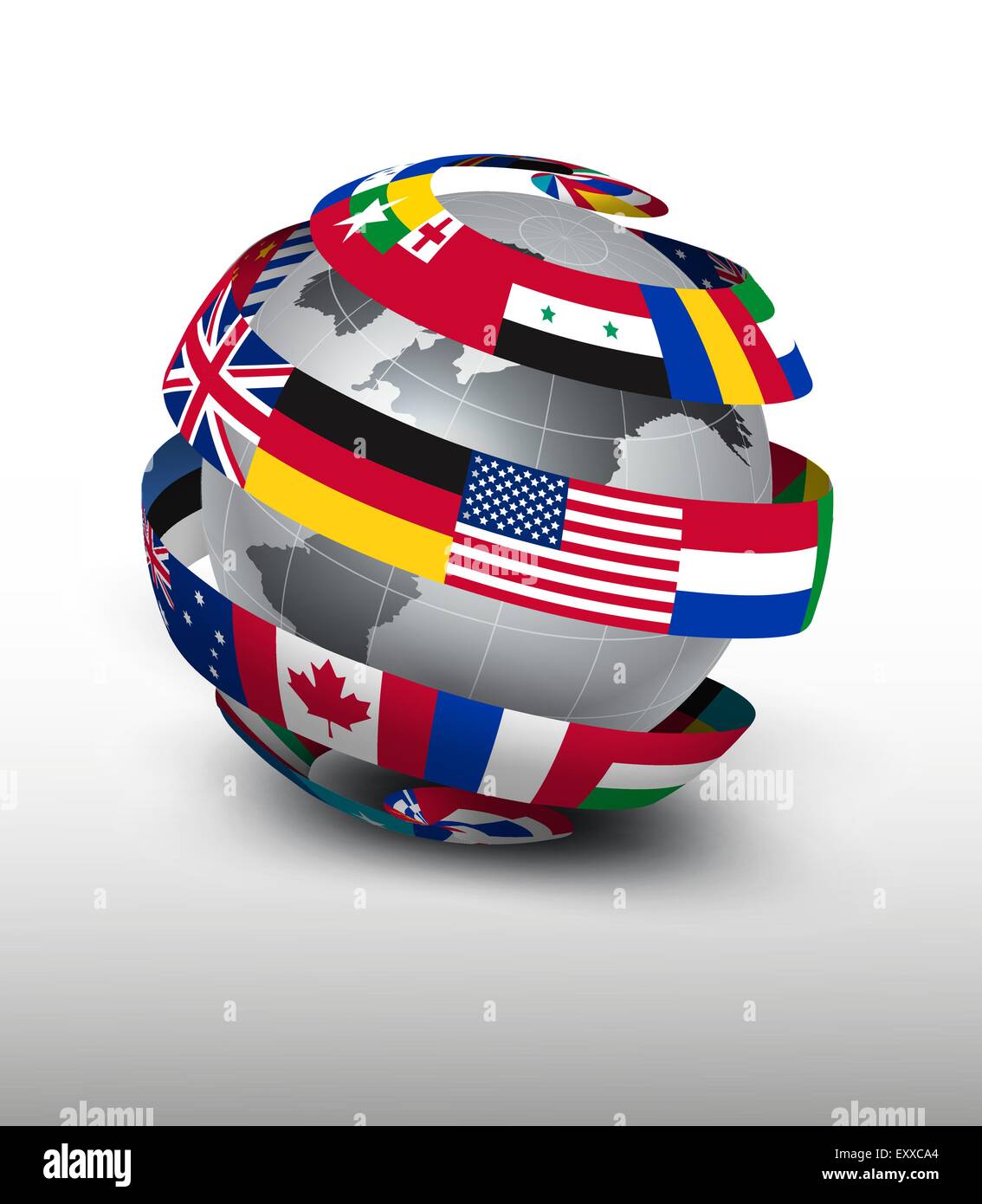 Globe made of a strip of flags. Vector Stock Vector Image & Art - Alamy