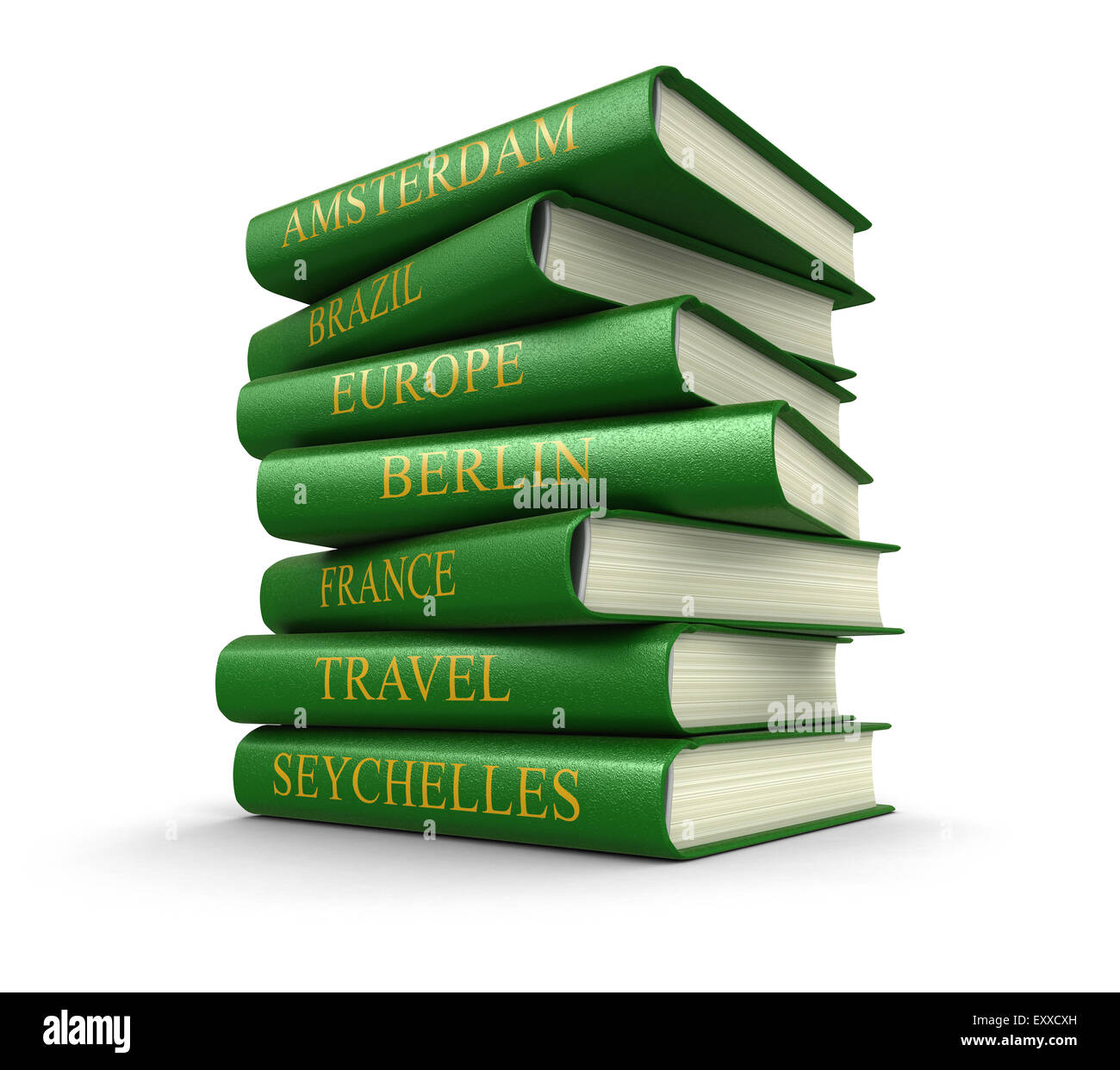 Stack of Travel books (clipping path included Stock Photo - Alamy