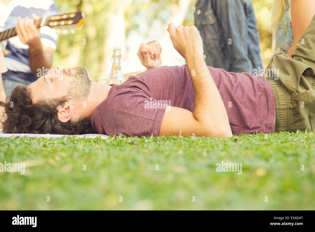 Man napping at picnic Stock Photo - Alamy