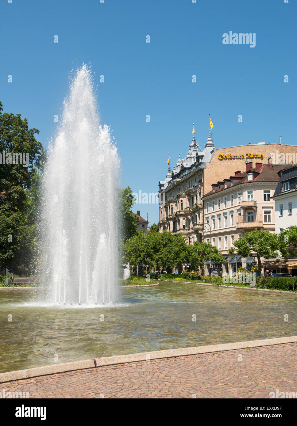Fountain water feature in Baden-Baden, Baden-Wurttemberg, Germany ...
