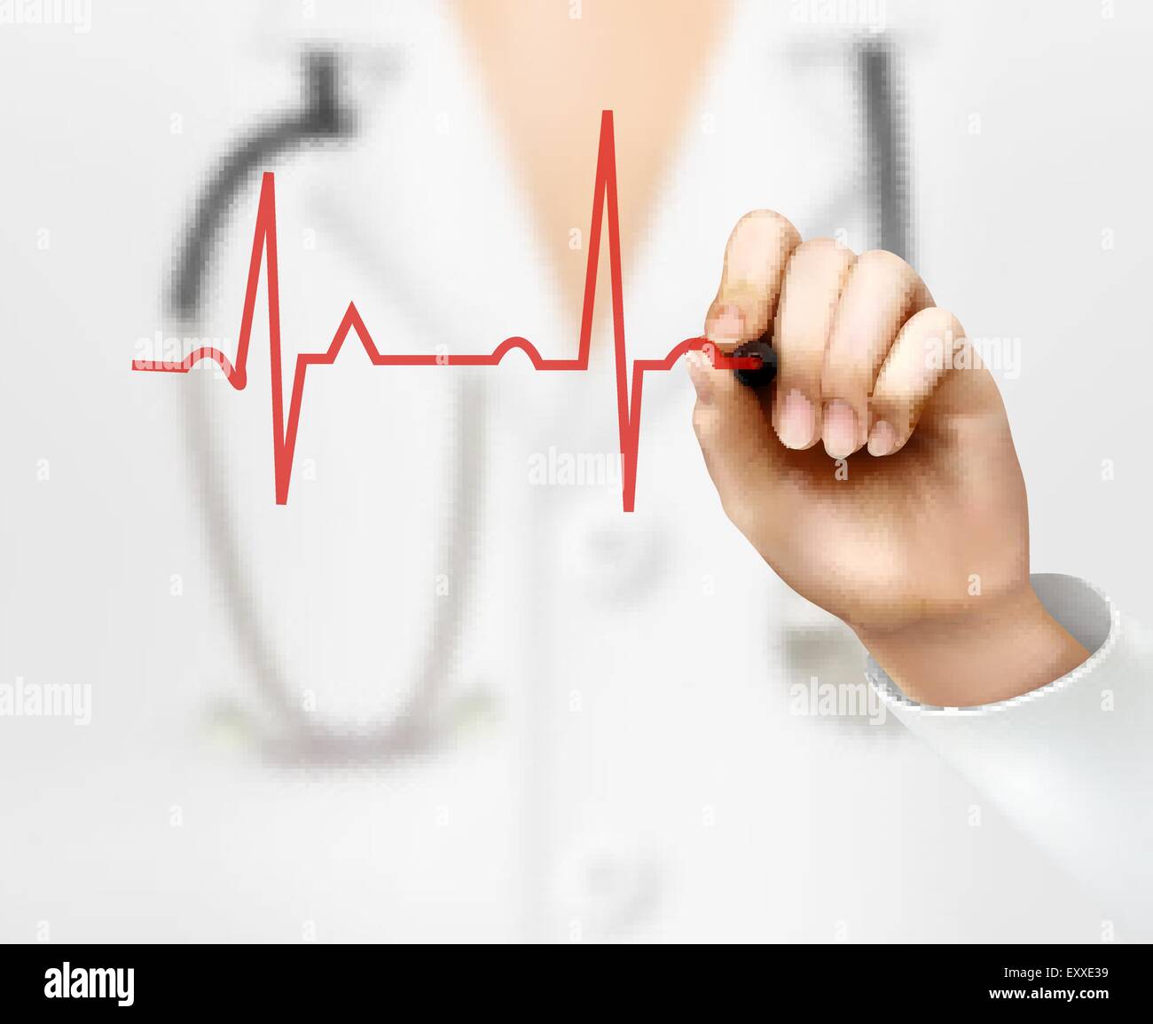 Doctor hand drawing cardiogram. Vector Stock Vector Image & Art - Alamy