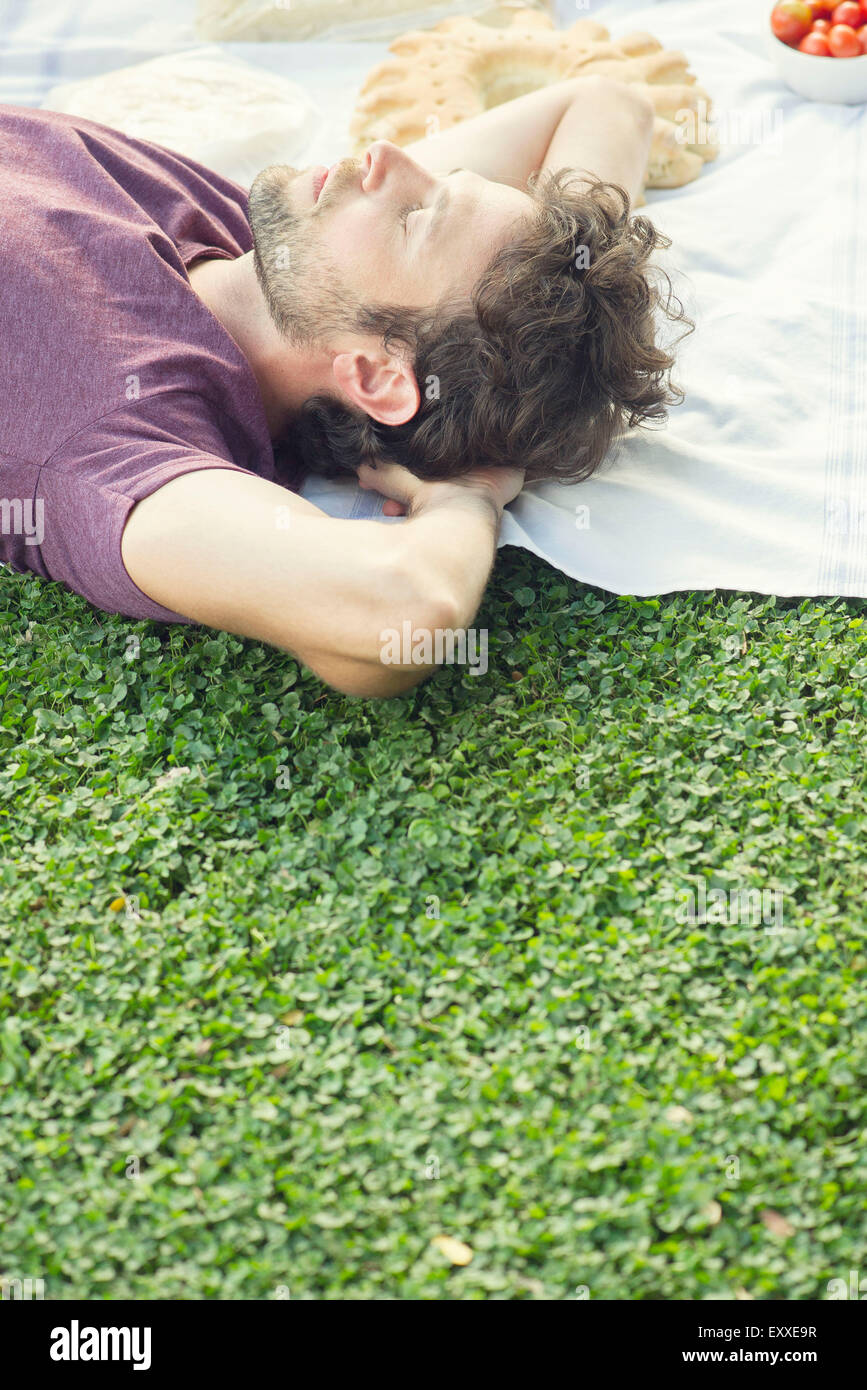 Man napping after picnic Stock Photo - Alamy