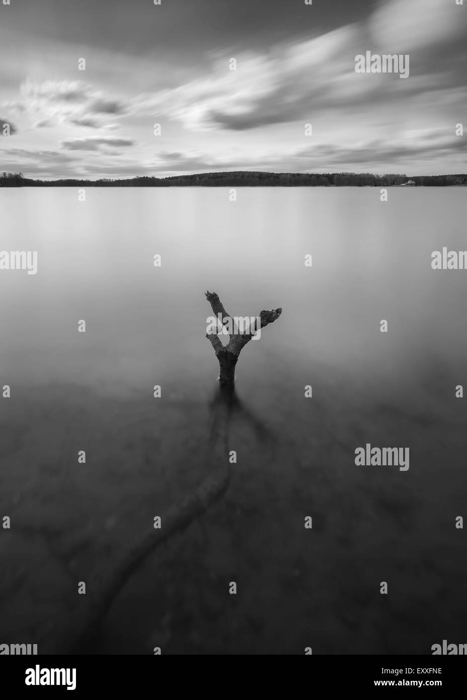 Beautiful long exposure landscape of lake in Mazury lake district ...