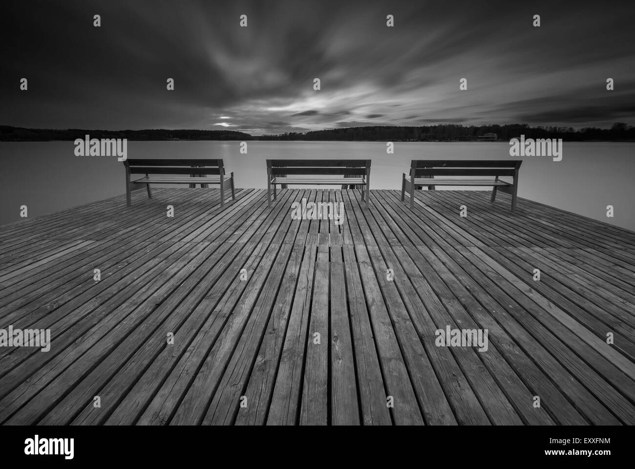 Beautiful lake landscape with vibrant sunset. Long exposure landscape ...