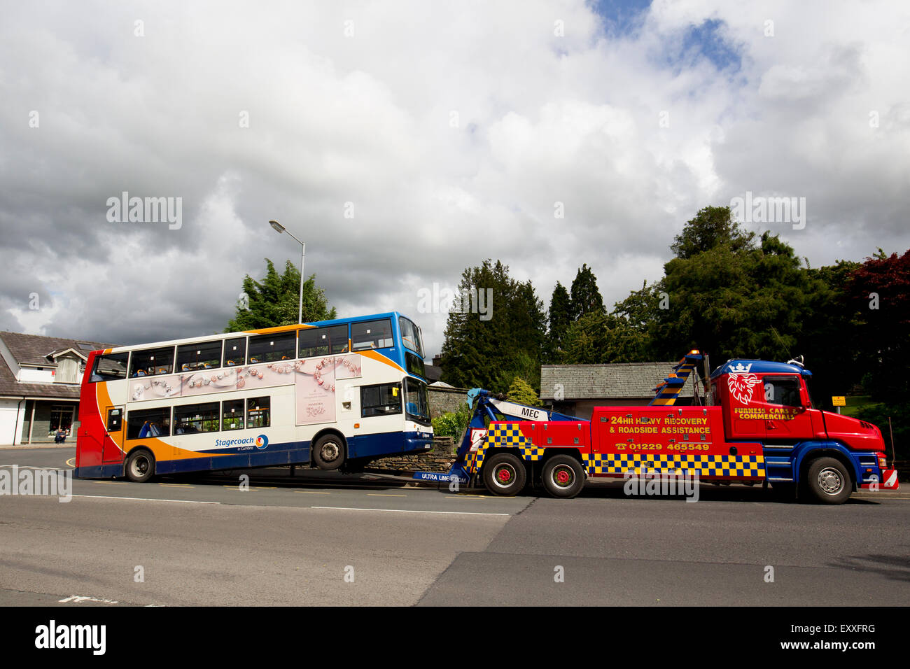 Bus recovery services double decker broken down hi-res stock ...