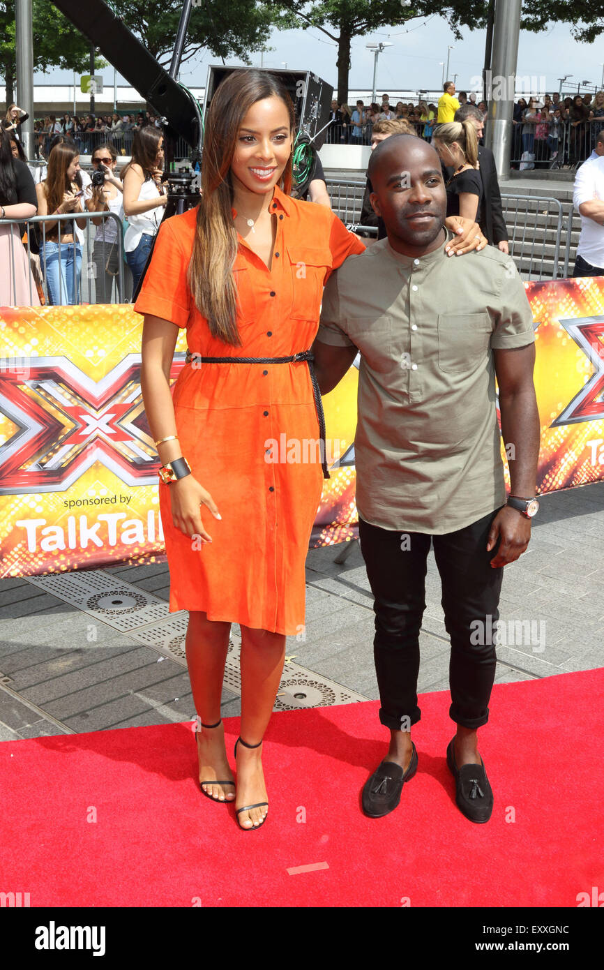 London, UK. Rochelle Humes and Melvin Odoom at the X Factor London ...