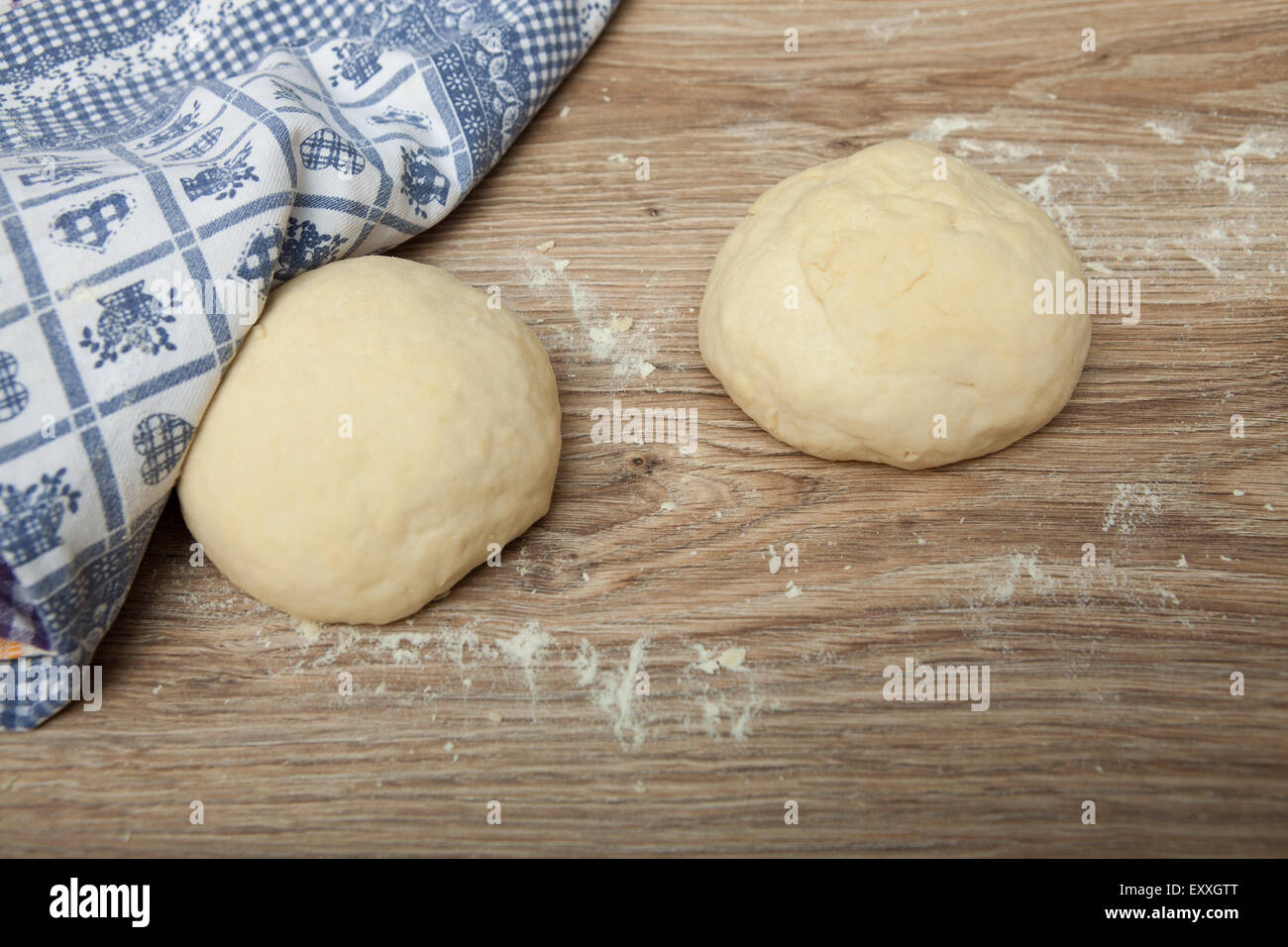 Baking ingredients on a wood table Stock Photo - Alamy