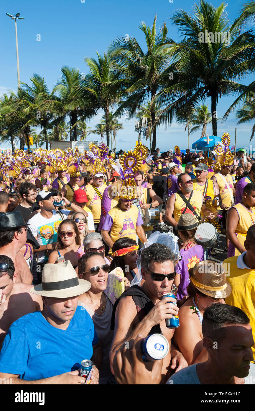 RIO DE JANEIRO, BRAZIL - FEBRUARY 07, 2015: Brazilians celebrate at the ...