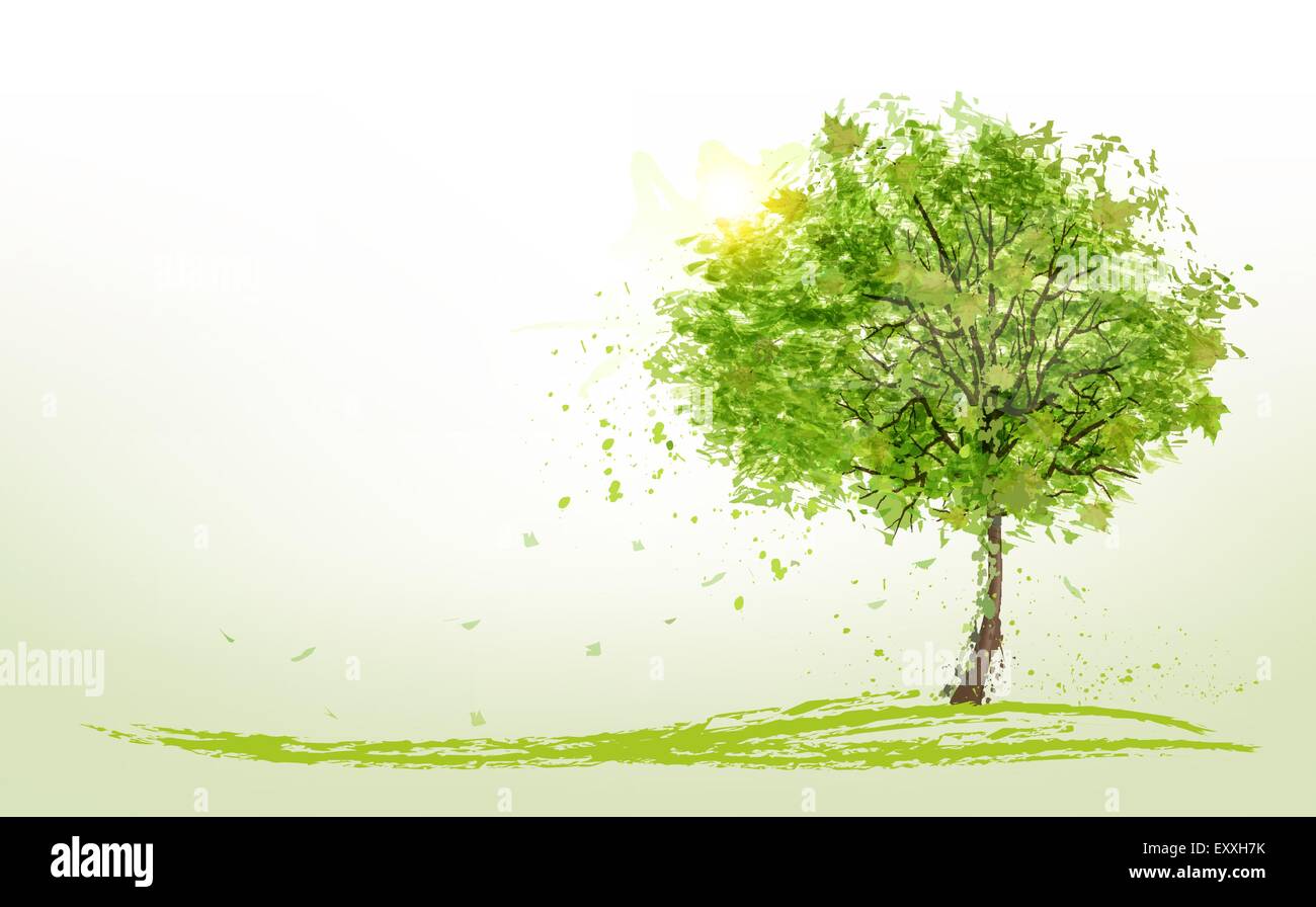 Summer background with green trees. Vector Stock Vector Image & Art - Alamy