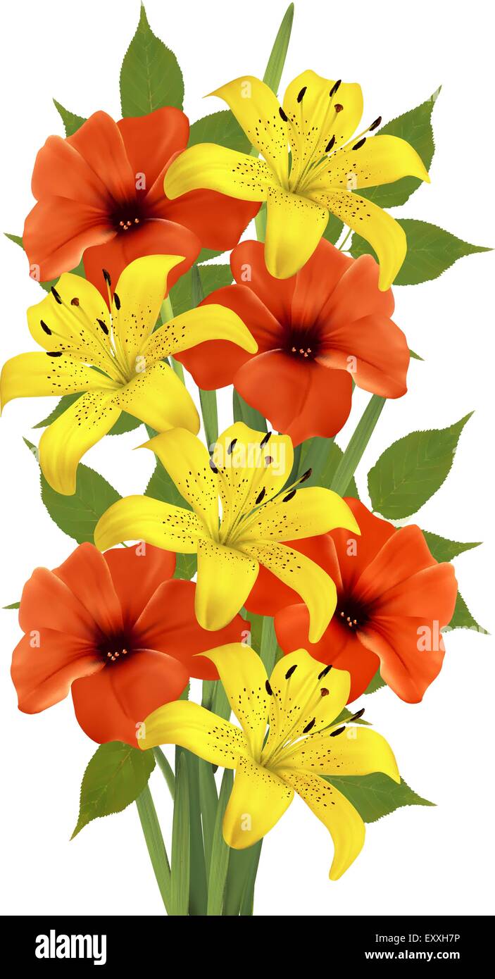 Background with colorful beautiful flowers. Vector illustration Stock ...