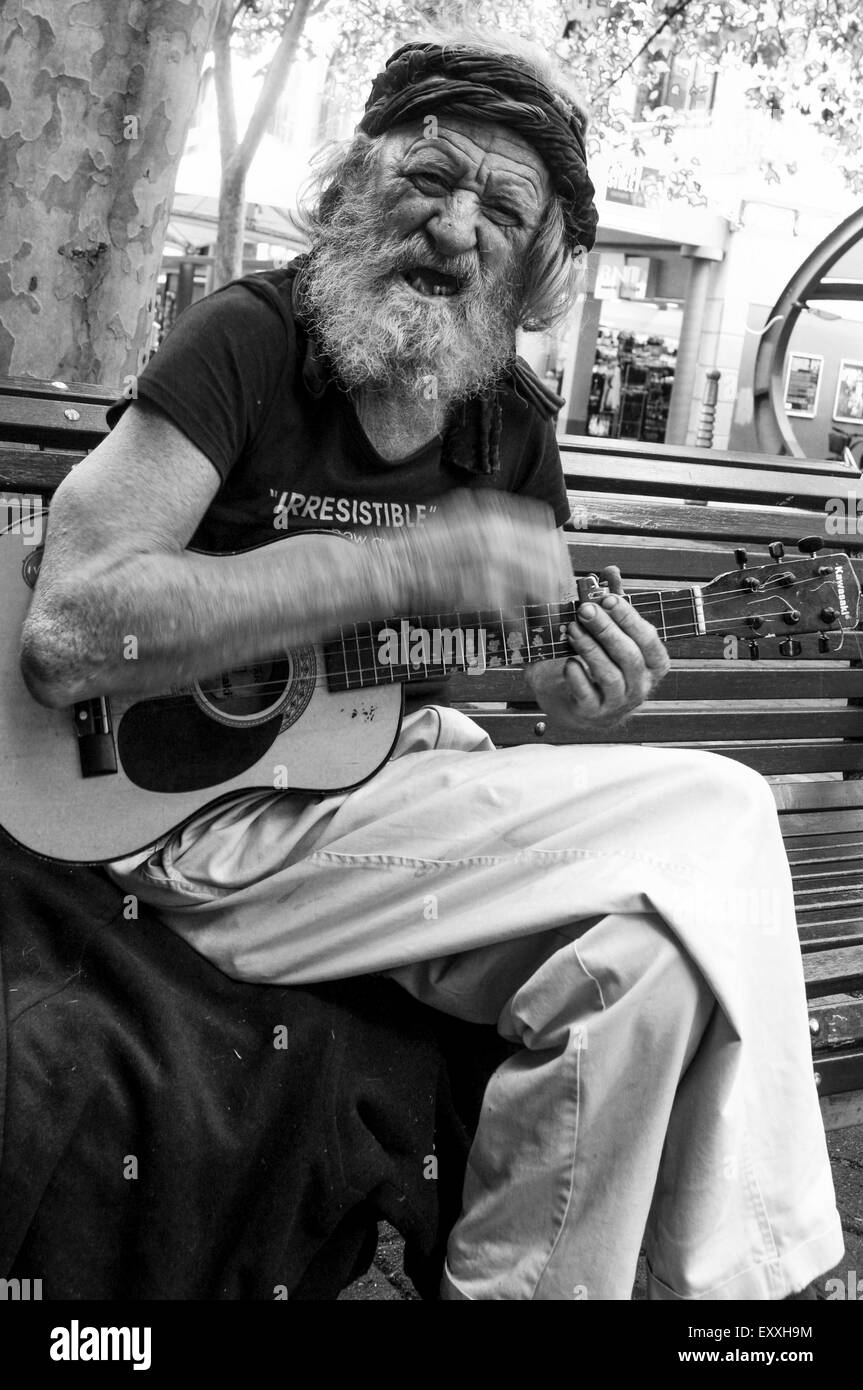 Singing bearded man in Black and White Stock Photos & Images - Alamy