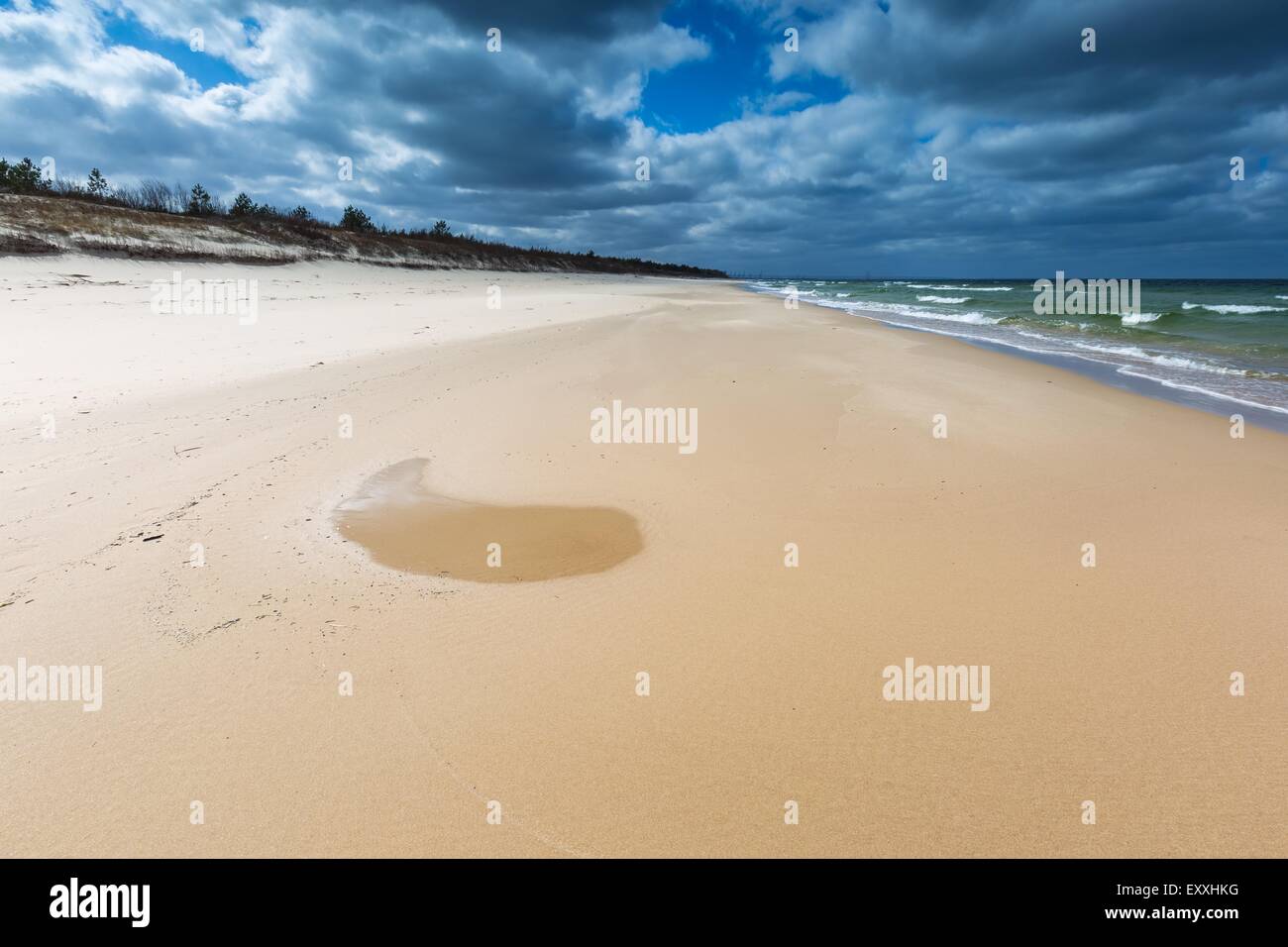 Baltic shore. Beautiful dramatic weather seascape of polish shore of ...