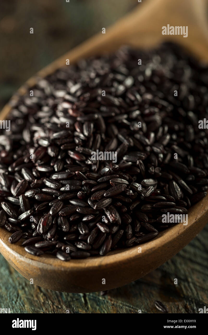 Raw Dry Organic Black Rice in a Spoon Stock Photo - Alamy