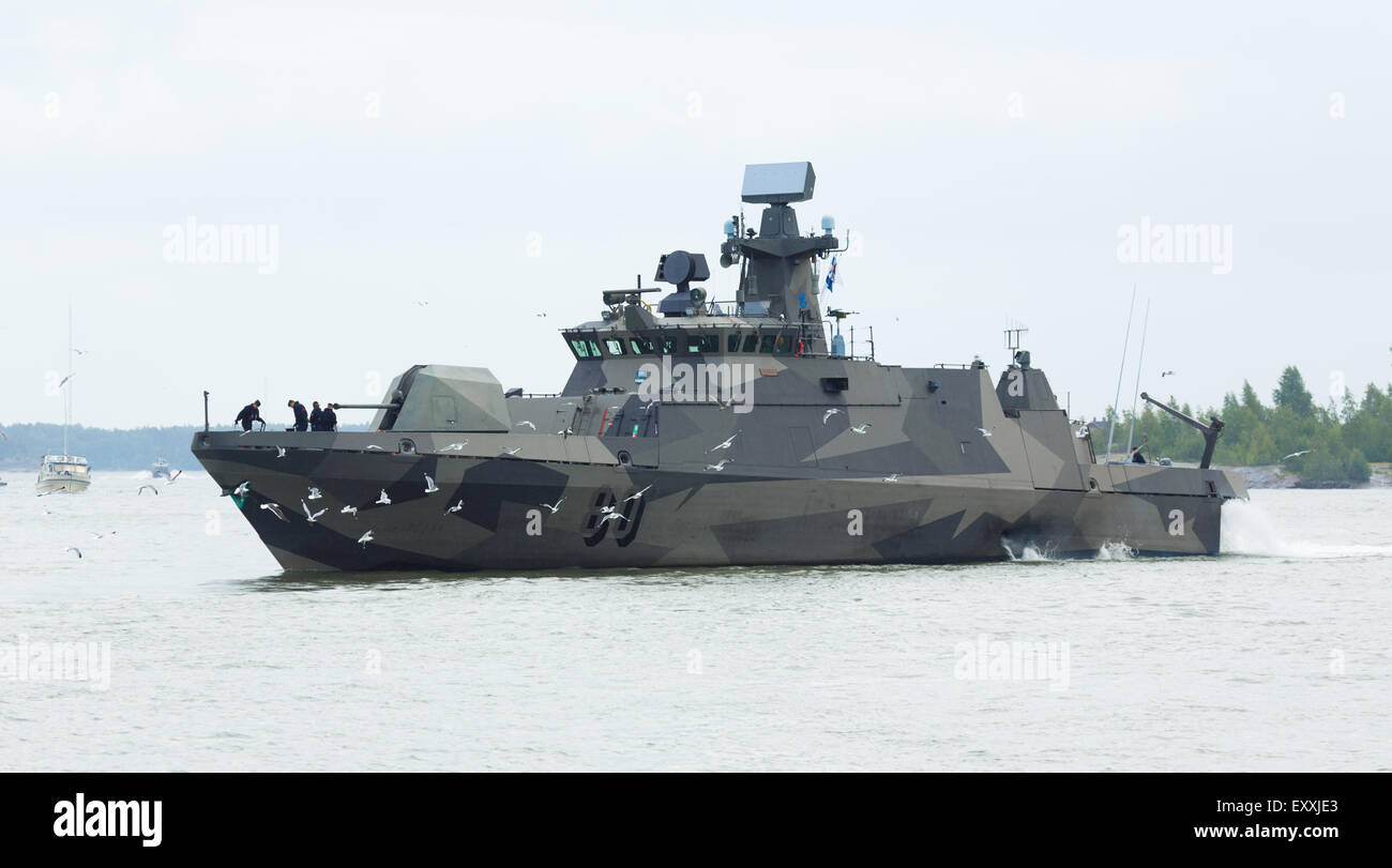 Missile boat FNS Hamina demonstrating its actions on the Anniversary ...