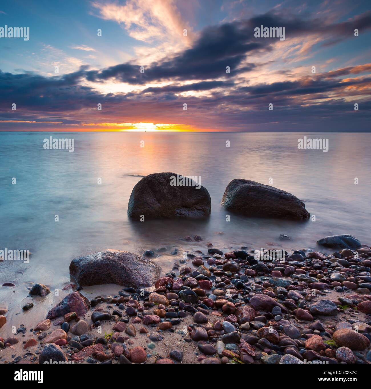 Sunrise seascape beach seaside sea long exposure hi-res stock ...