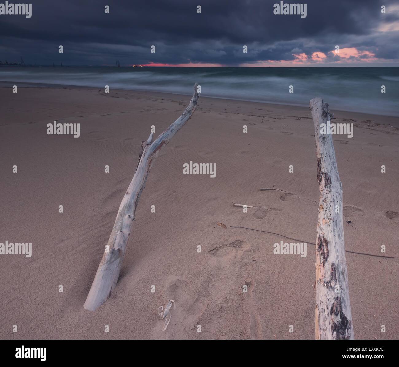 Baltic shore. Beautiful dramatic weather seascape of polish shore of ...