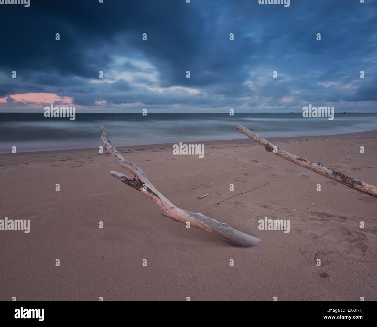 Baltic shore. Beautiful dramatic weather seascape of polish shore of ...