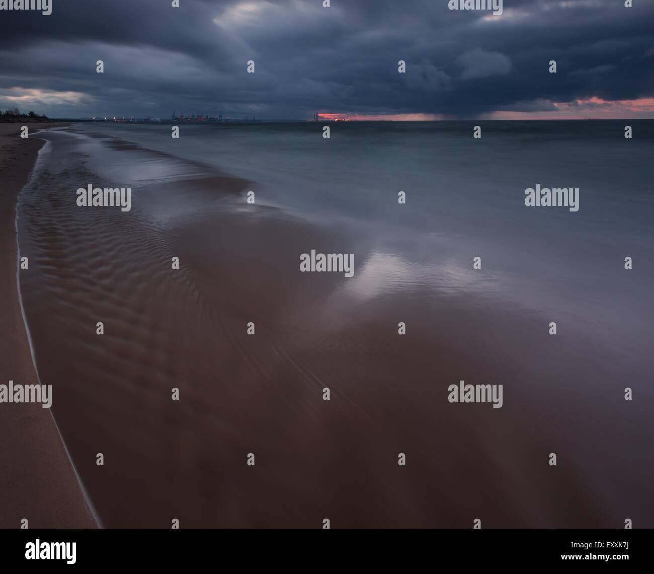 Baltic shore. Beautiful dramatic weather seascape of polish shore of ...