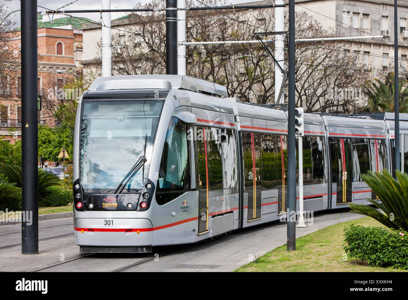 Modern tram in centre of seville hi-res stock photography and images ...