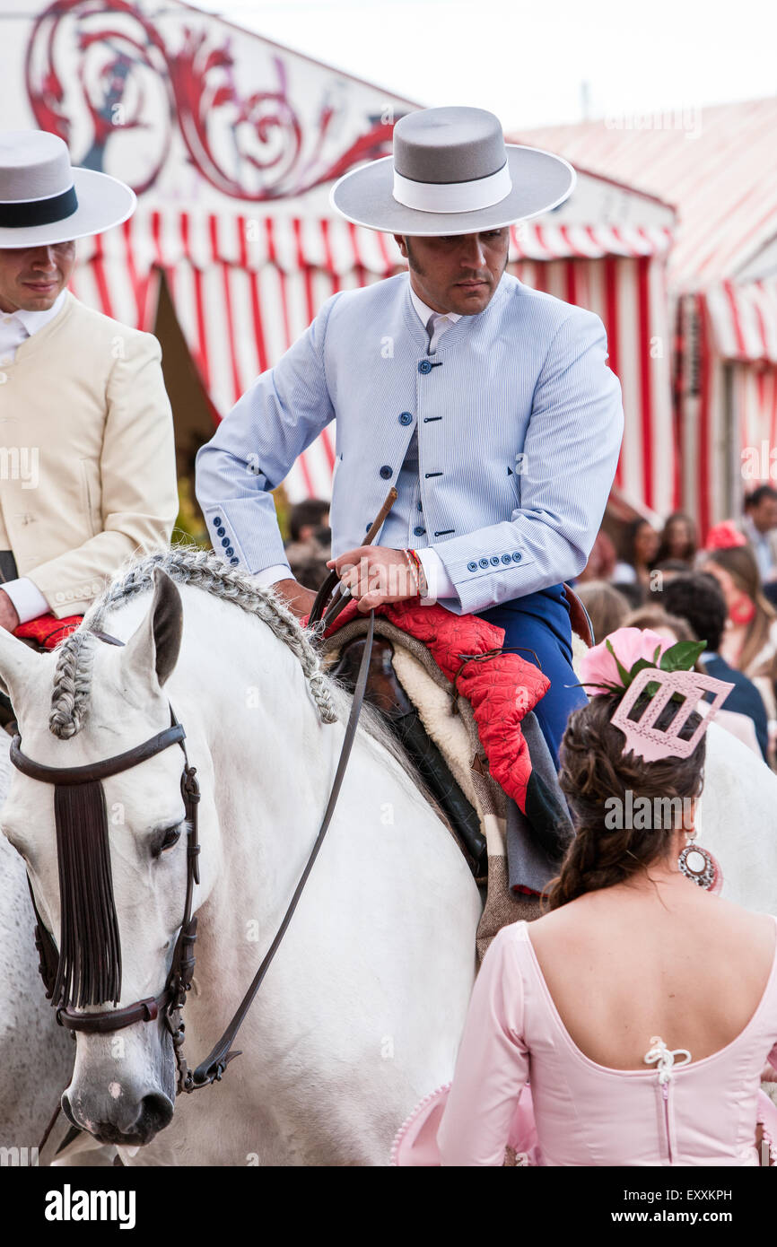 Horse rider in traditional horse riding dress in Seville, Andalucia ...