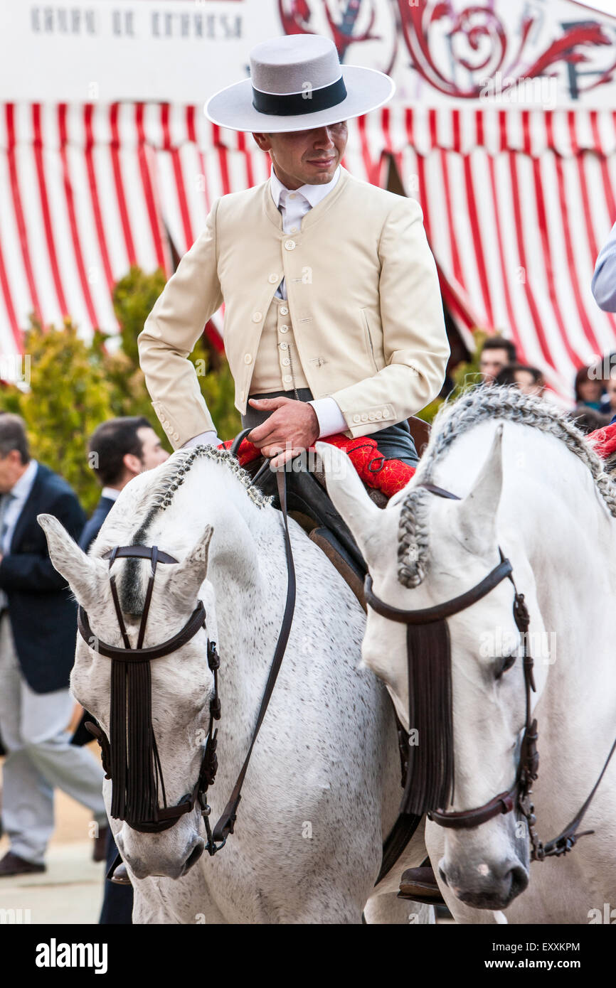 Horse rider in traditional horse riding dress in Seville, Andalucia ...