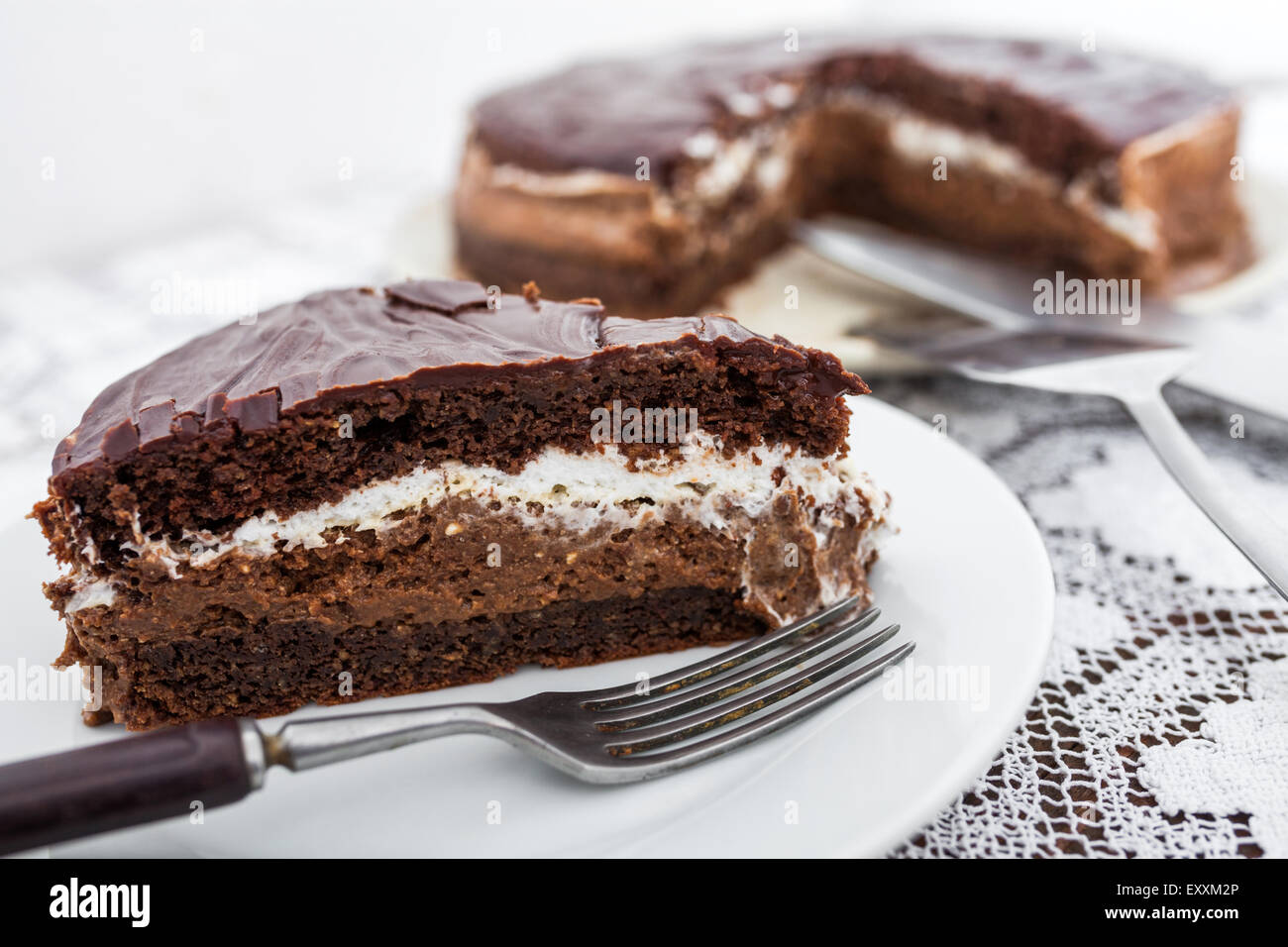 Slice of homemade chocolate cake Stock Photo - Alamy