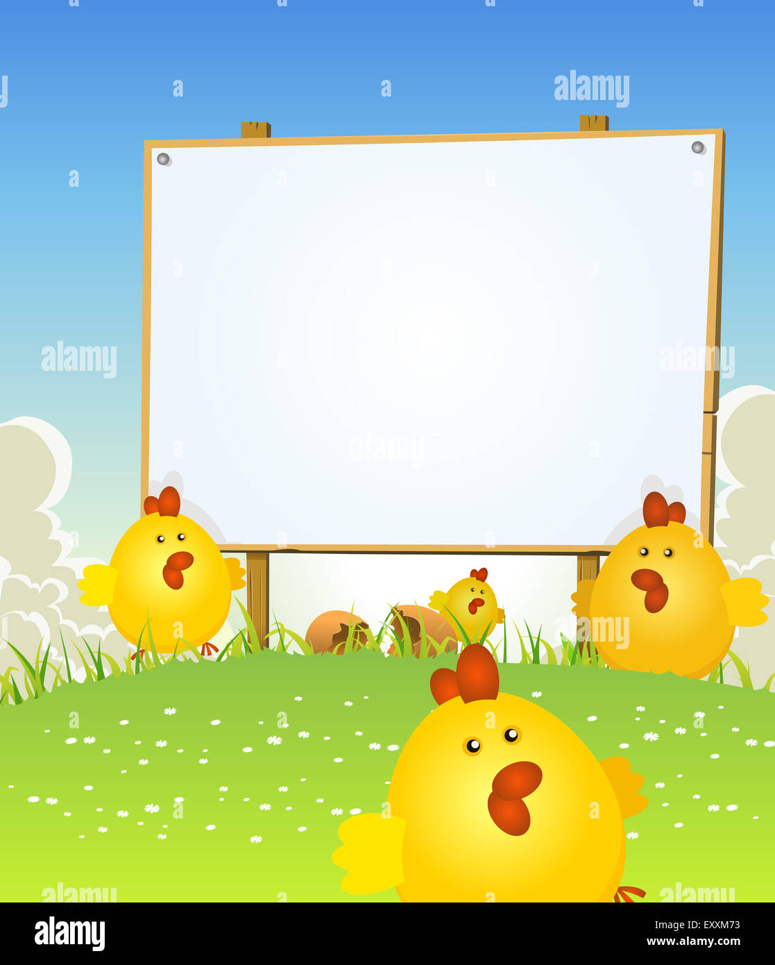 Illustration of cartoon happy cute march and april easter chicken ...