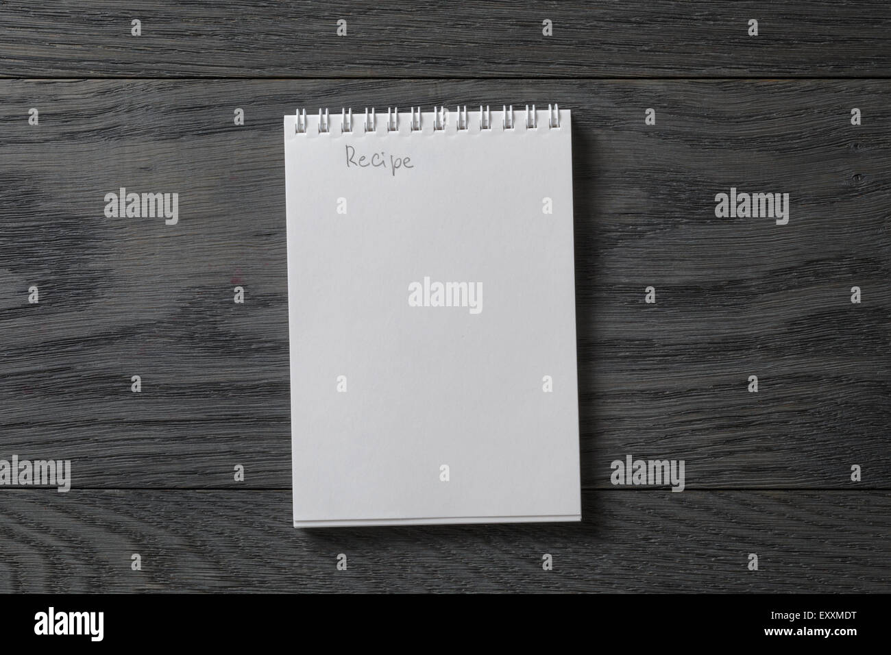 simple blank notepad with word recipe on rustic wood table Stock Photo ...