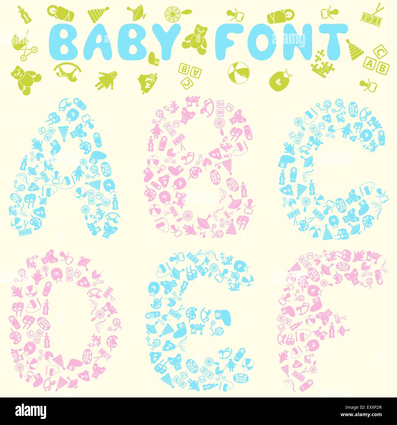 Baby font design. Eps 10 vector illustration without transparency Stock ...