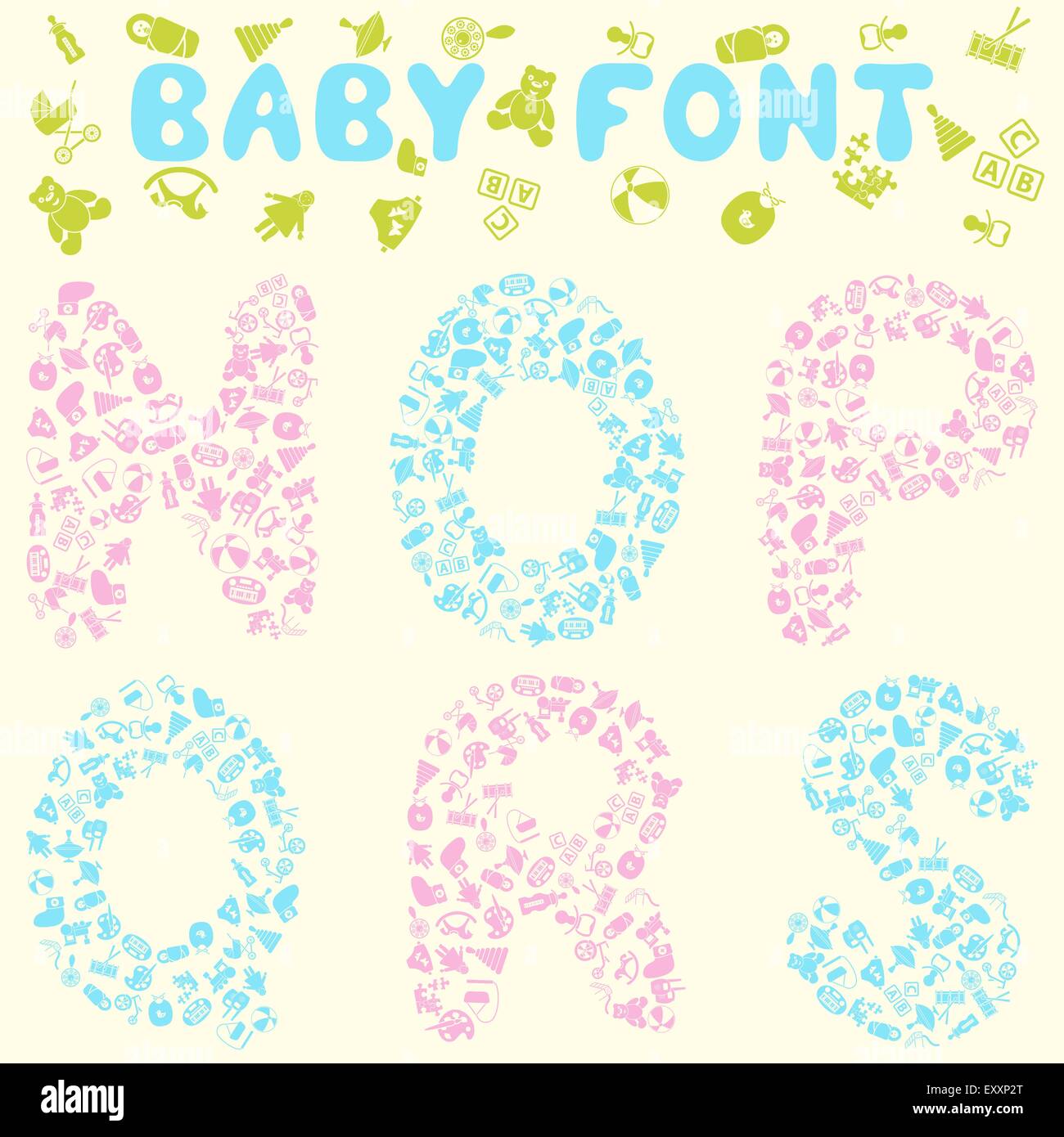 Baby font design. Eps 10 vector illustration without transparency Stock ...