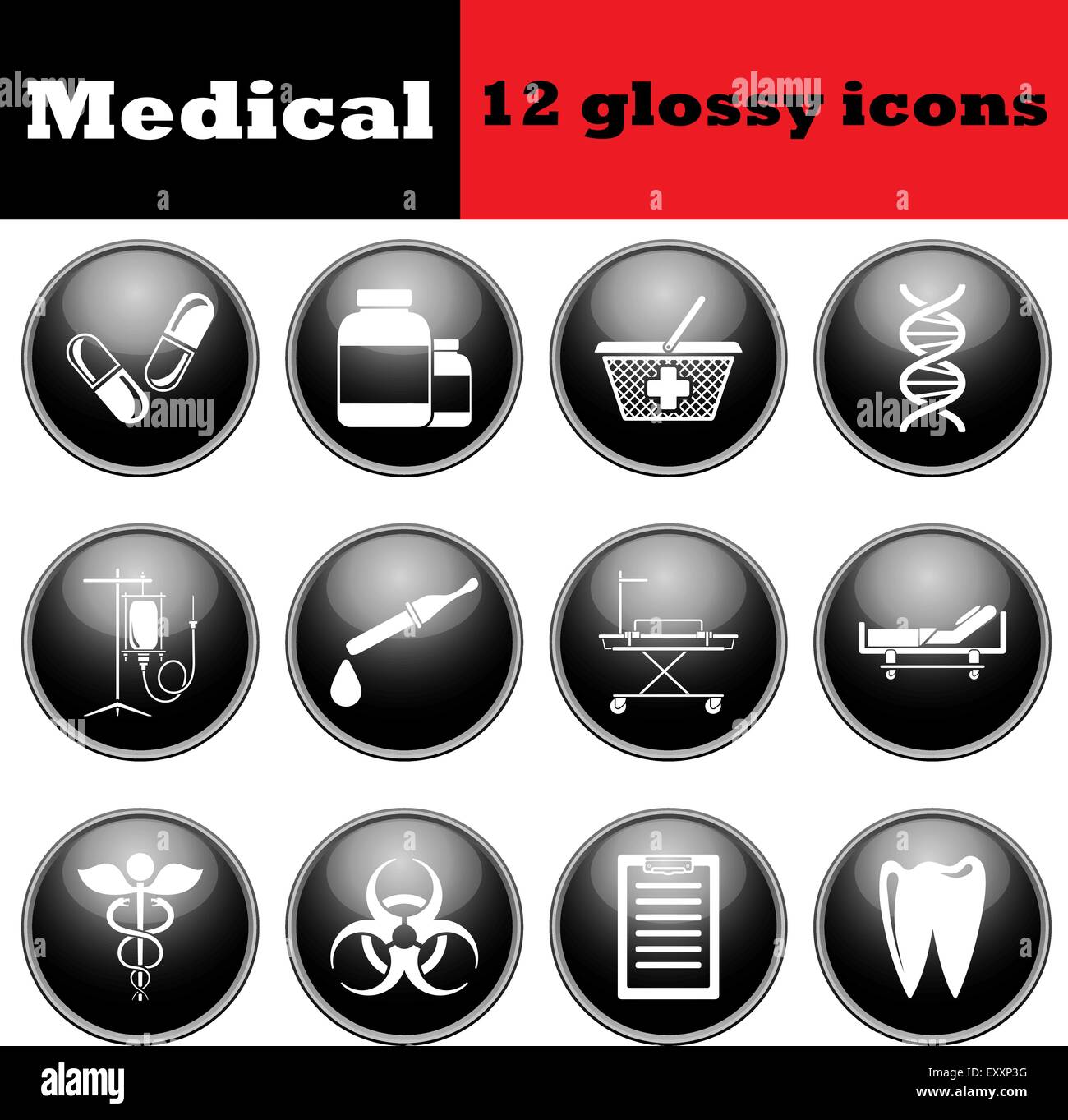 Set of medical glossy icons. EPS 10 vector illustration Stock Vector ...