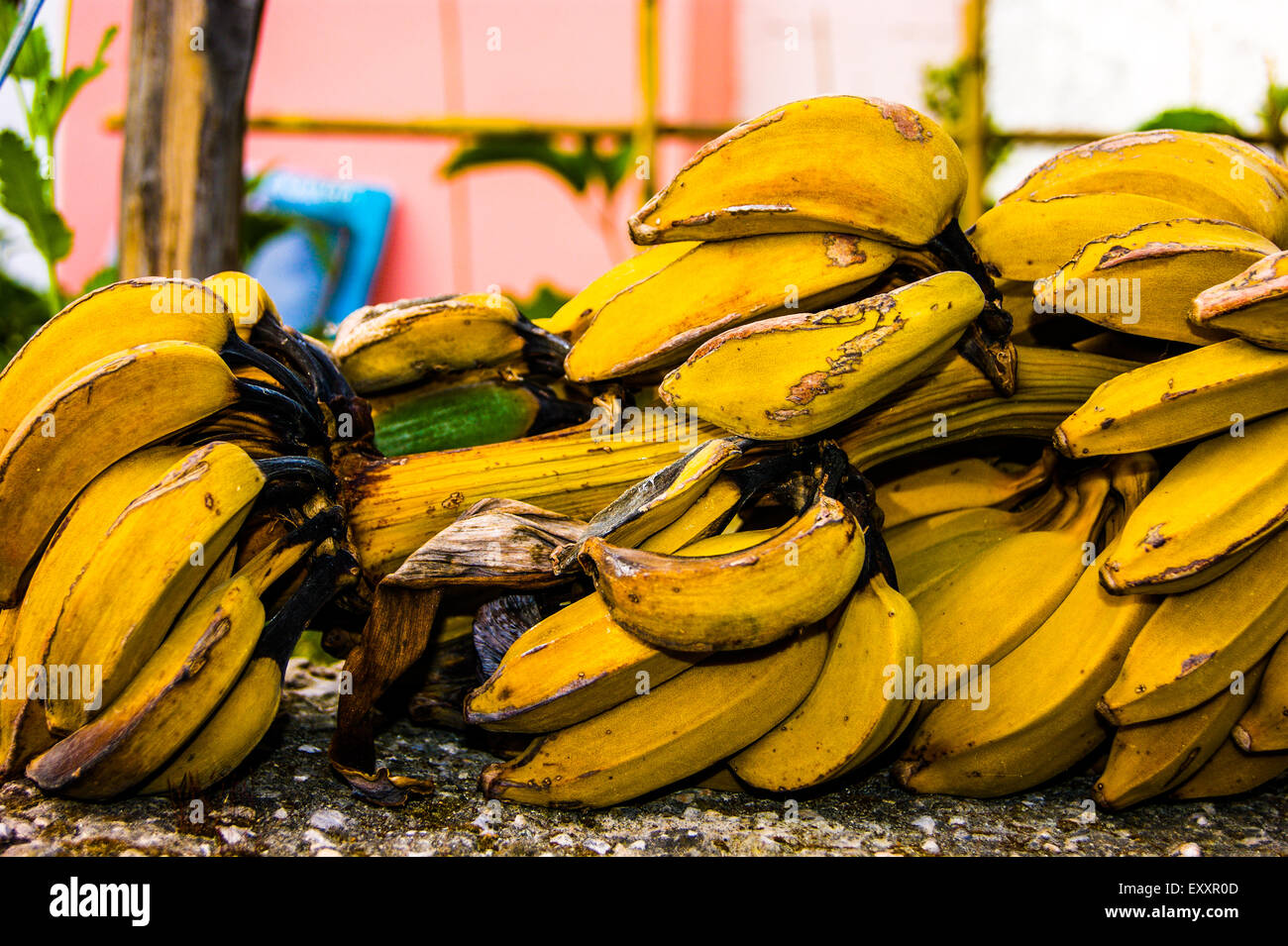 Stack of tasty, yellow bananas Stock Photo - Alamy