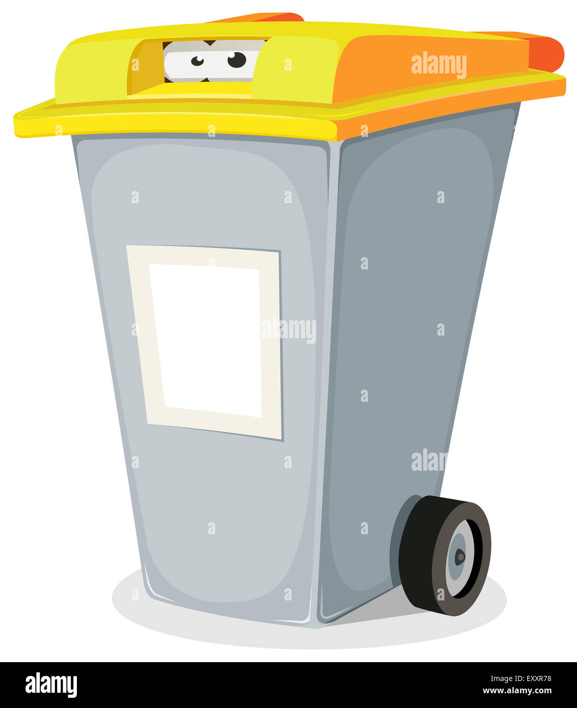 Illustration of a funny cartoon recyclable trash bin character with ...