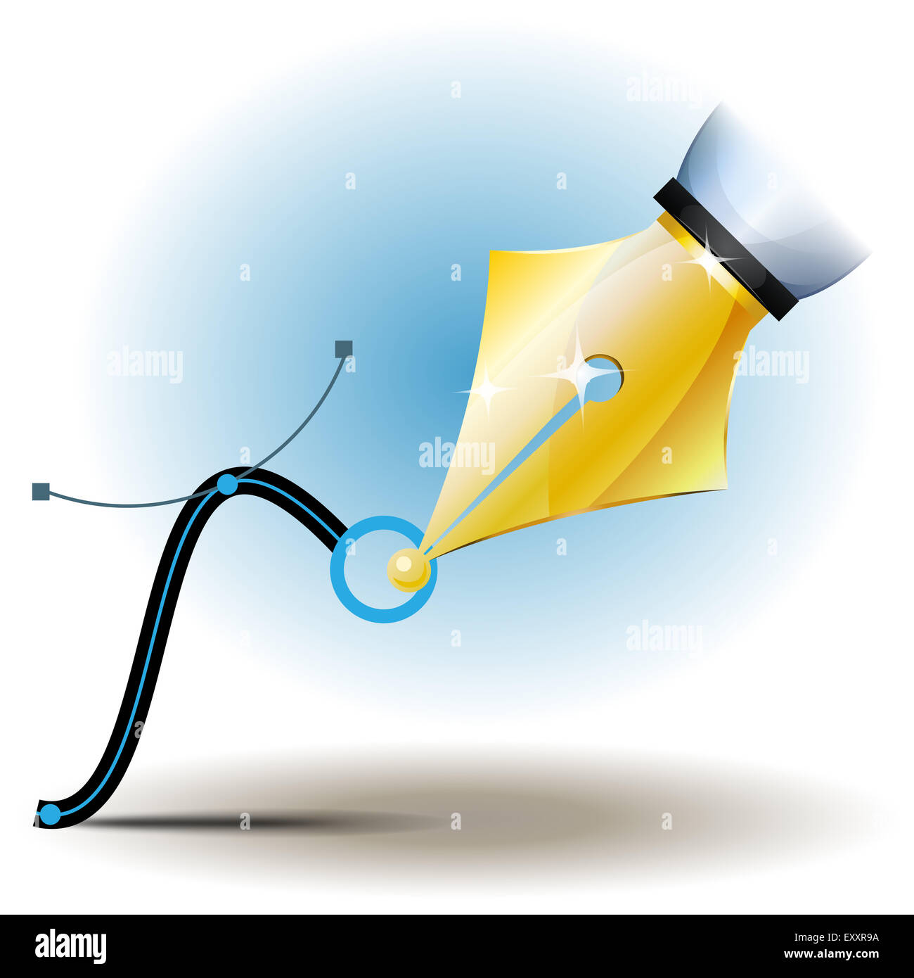 Illustration of a design gold vector pen tool for specialized ...