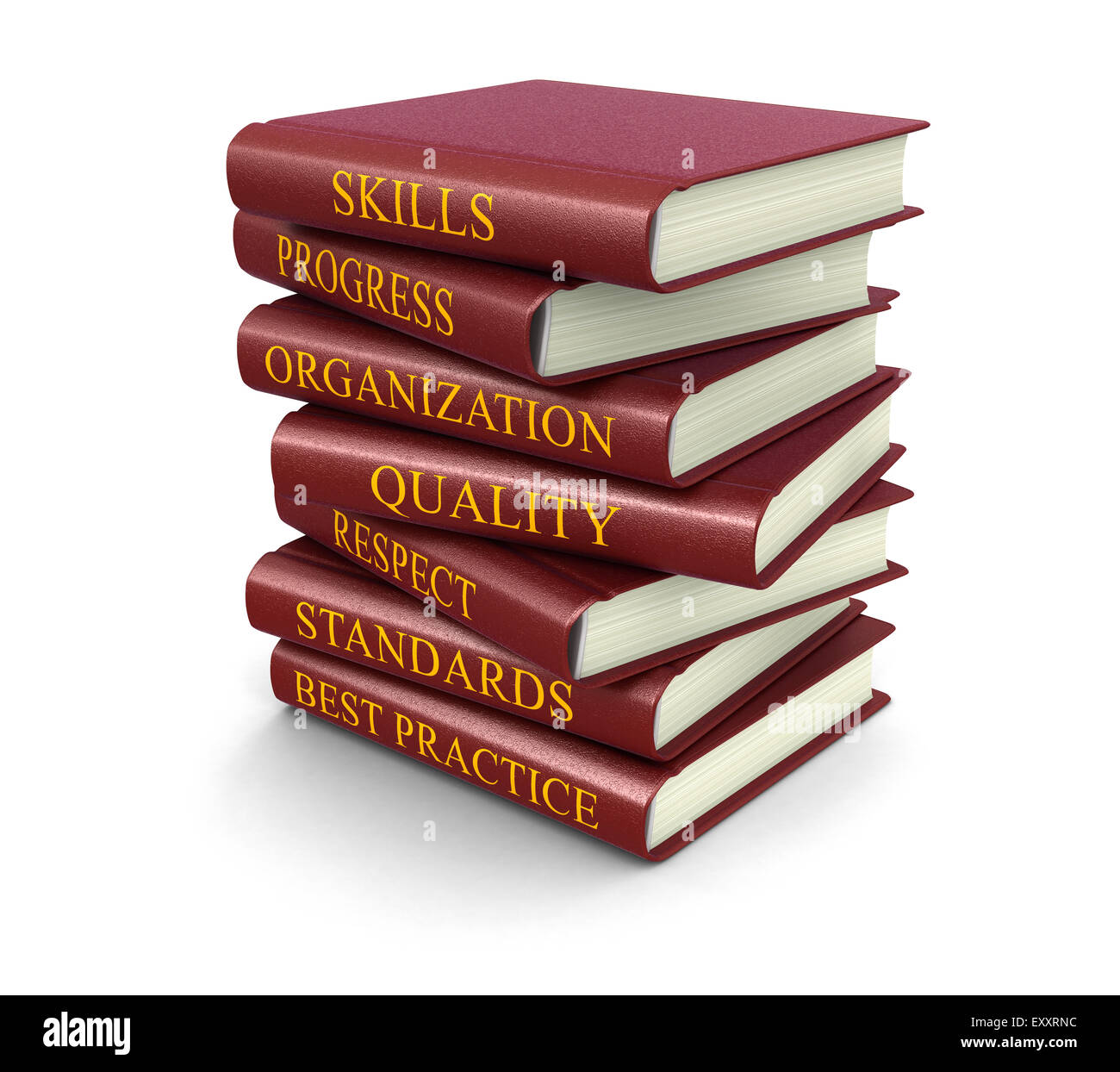 Stack of book on best practice (clipping path included Stock Photo - Alamy