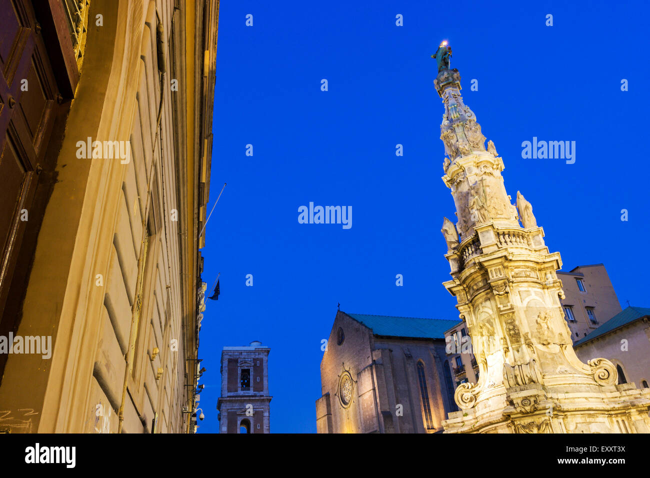 The obelisk of the Immaculate in Naples in Italy Stock Photo - Alamy