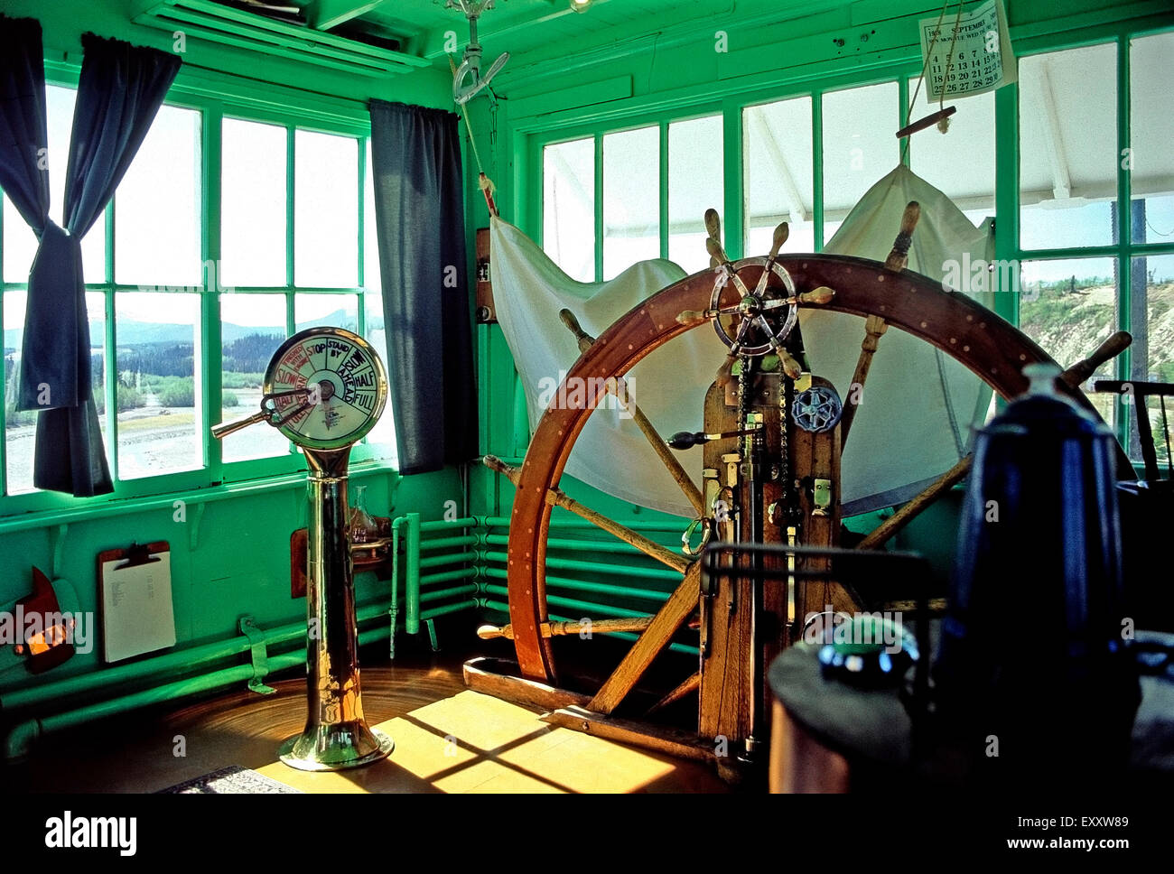 Wheelhouse of the SS Klondike paddlewheeler steam ship,Whitehorse,Yukon ...