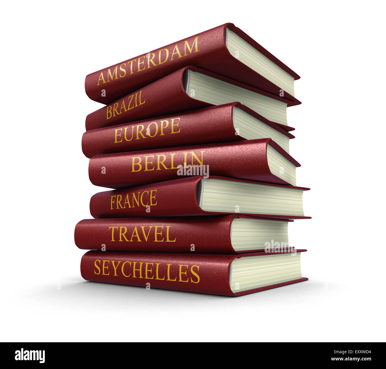 Stack of Travel books (clipping path included Stock Photo - Alamy