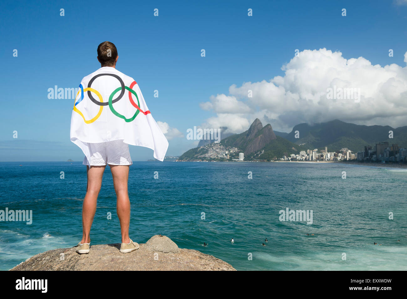 Man wearing olympic athlete flag hi-res stock photography and images ...