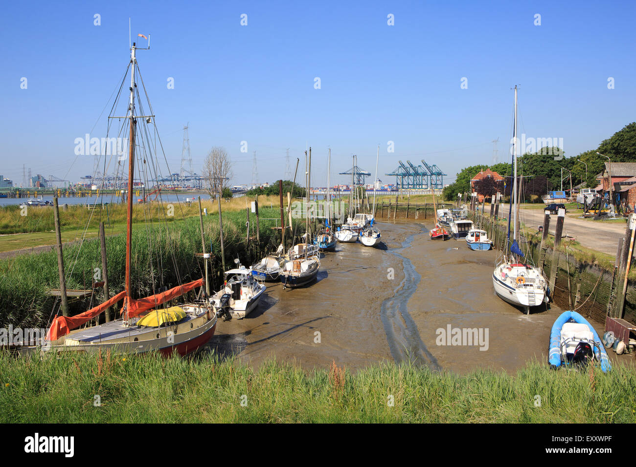 Low tide at the marina of Lillo in the Port of Antwerp, Belgium Stock ...